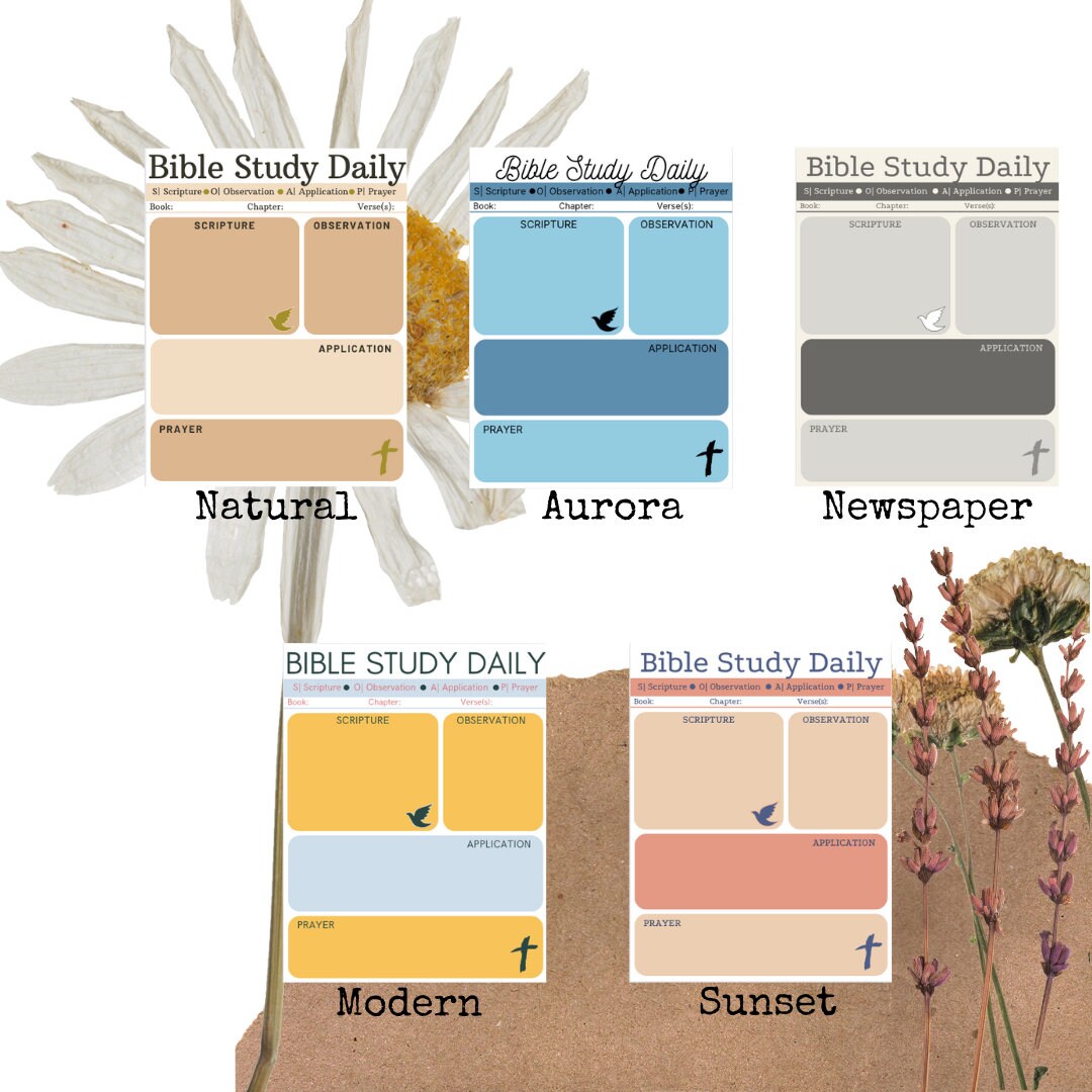 Aurora - Bible Study Template, S.O.A.P. Method - Etsy