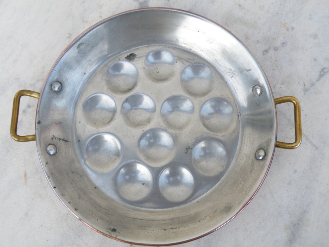 Escargot / Snail Pan. Vintage French Copper and Tin Lined, Two Brass ...