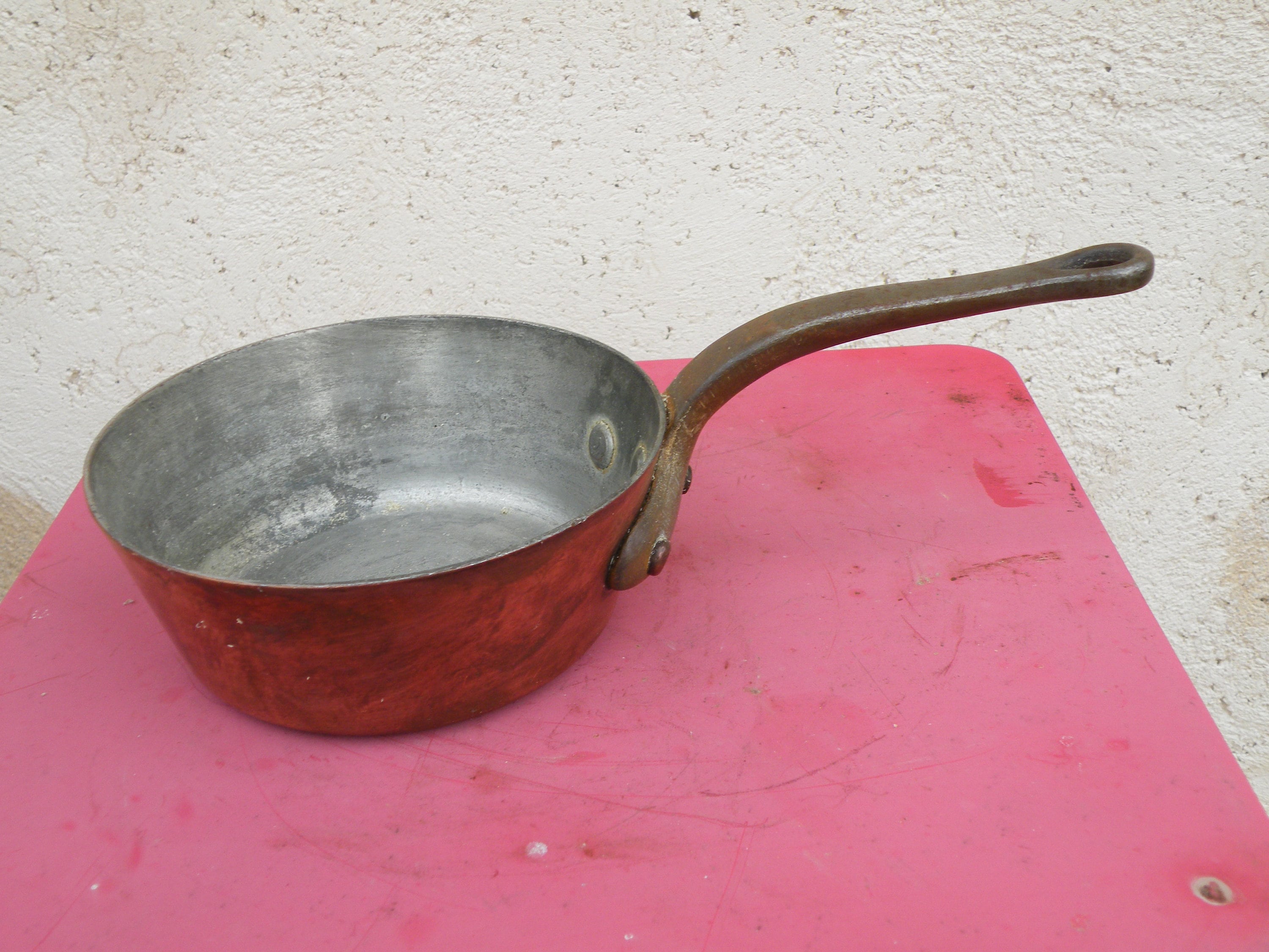 Antique French Copper Windsor Pan, Stamped PAA Metal Handle, Copper ...
