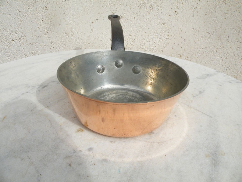 GAILLARD PARIS Antique French Copper Windsor Pan, Metal Handle, Tin ...