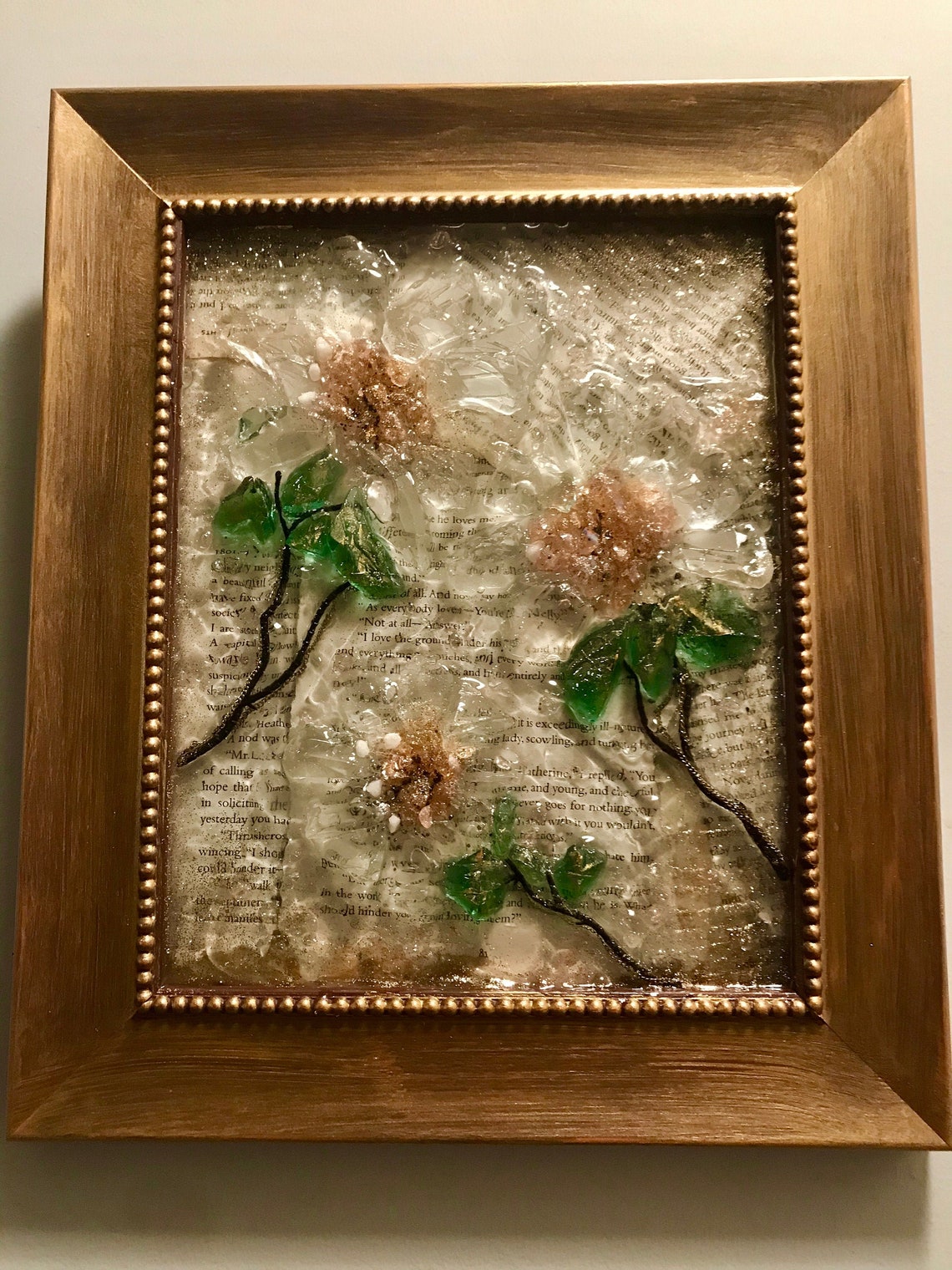 Authentic Beach Sea Glass Flowers Resin Art Romantic Sea Glass Flowers ...