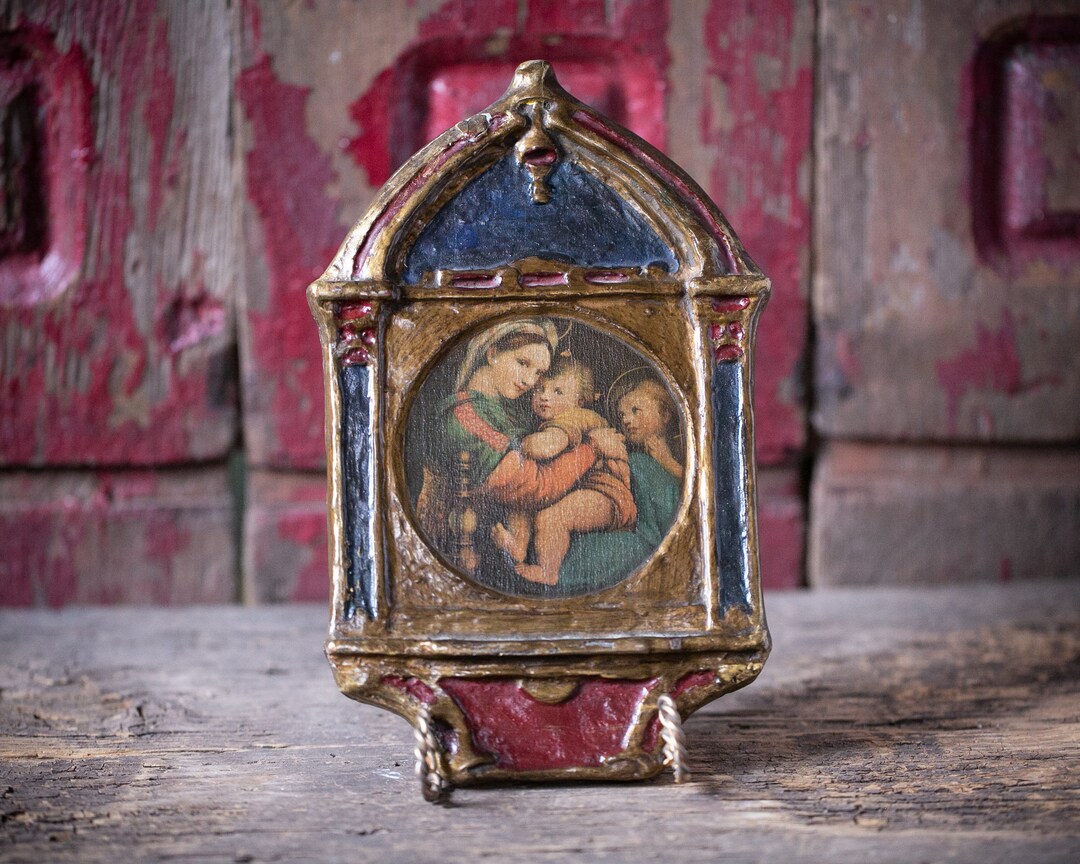 Vintage Madonna by Raphael Wood and Gessoo Plaque W/ Metal Stand - Etsy