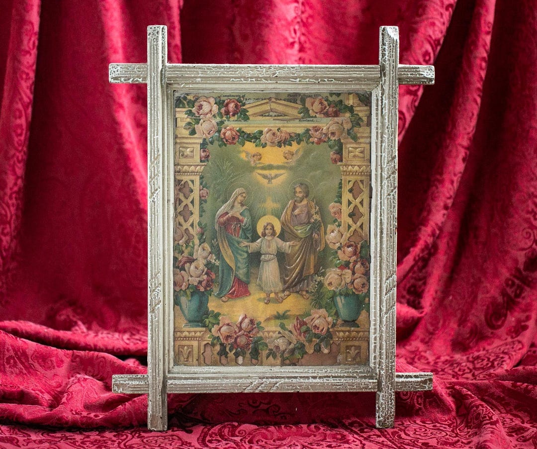 Antique Black Forest Framed Holy Family Print: Chippy Patina - Etsy