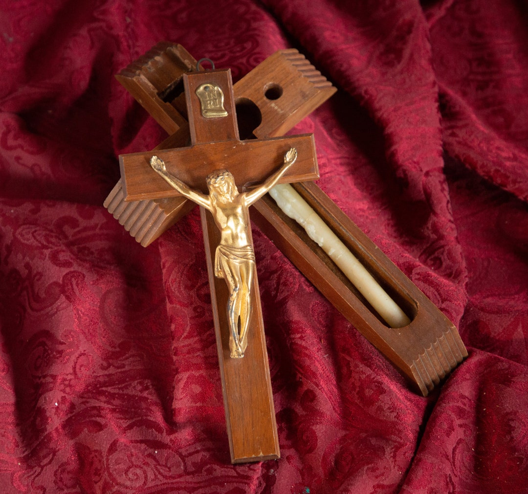 Vintage Wood and Metal Last Rites Crucifix W/ Hidden Compartment - Etsy
