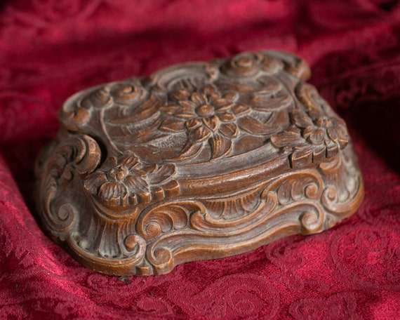 Vintage Faux Wood Ornate Covered Box - Etsy