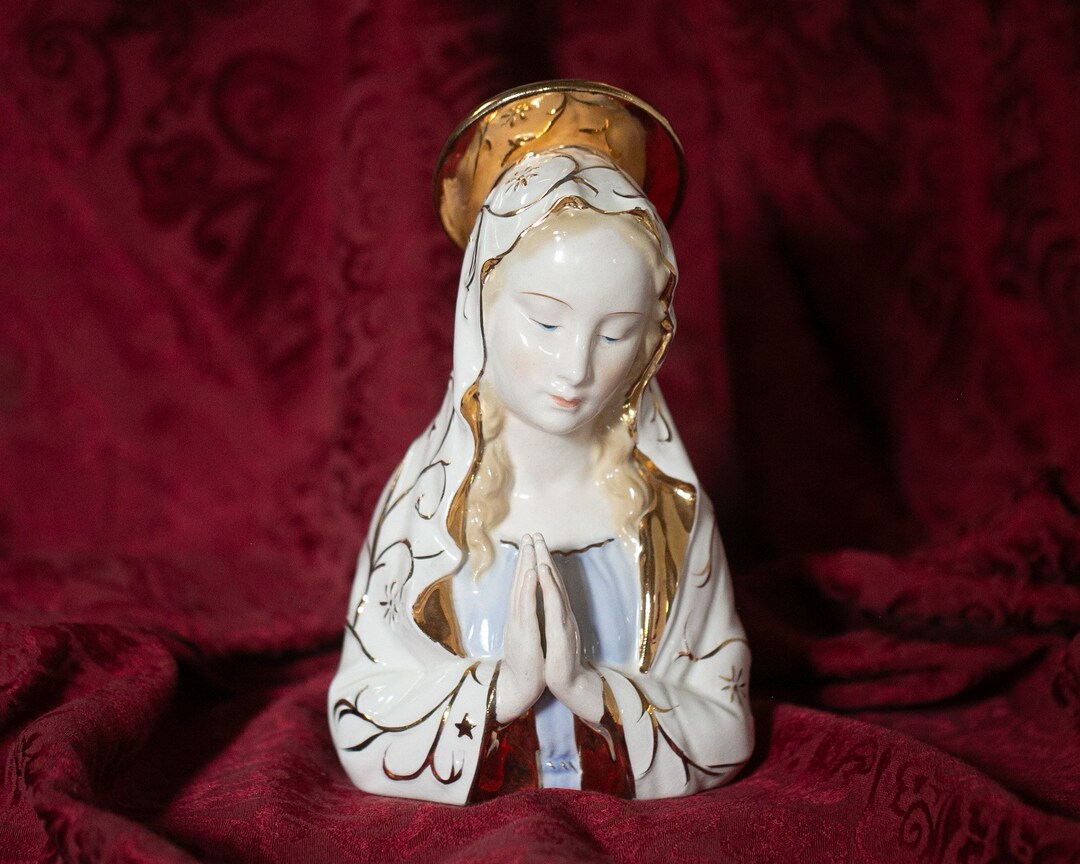 Vintage Hand Painted Ceramic Bust of the Virgin Mary Japan - Etsy