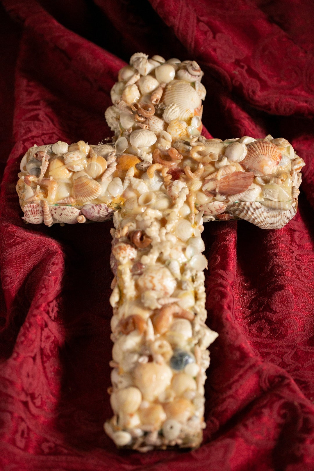 Vintage Homemade Sea Shell Cross - Etsy