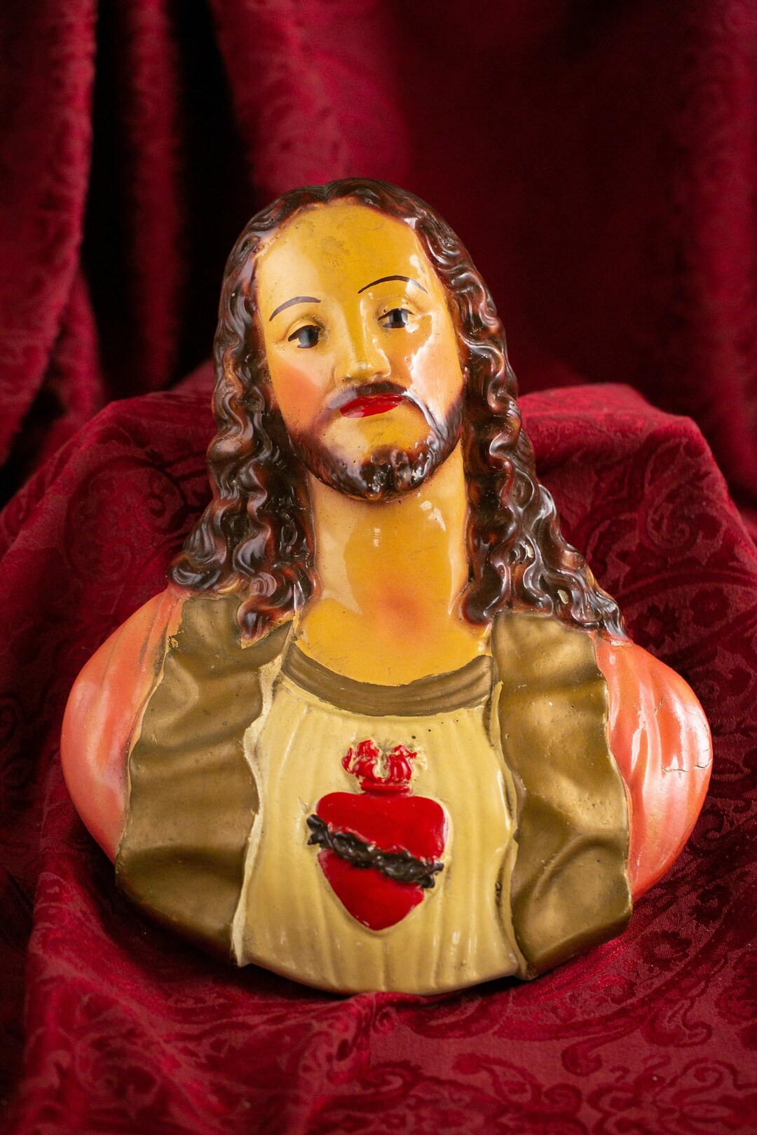 Vintage Chalkware Plaque of Jesus - Etsy