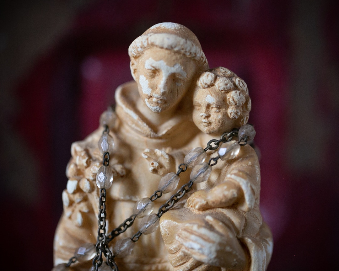 Vintage Statue of St. Anthony & Child W/ Vintage Prayer Beads/metal - Etsy