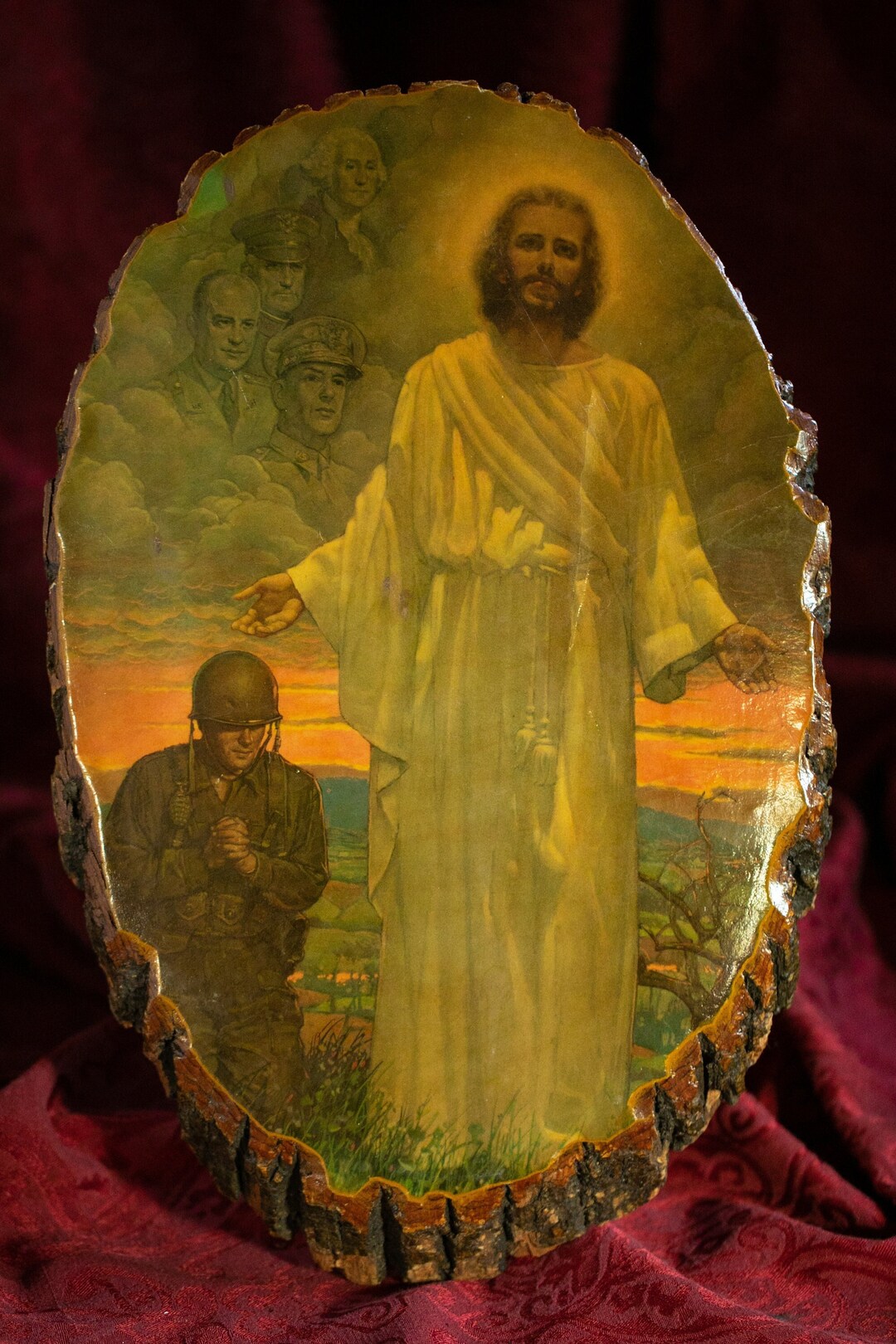 Rustic Wooden Plank W/ Bark Jesus "onward Christian Soldiers" - Etsy