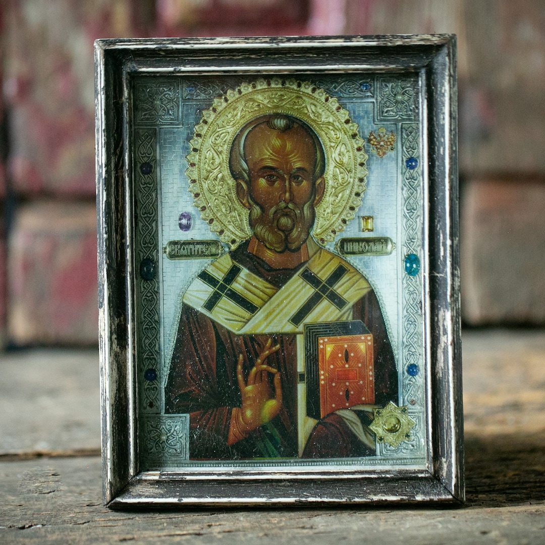 Vintage Eastern Orthodox? Print in Shabby Wooden Frame - Etsy