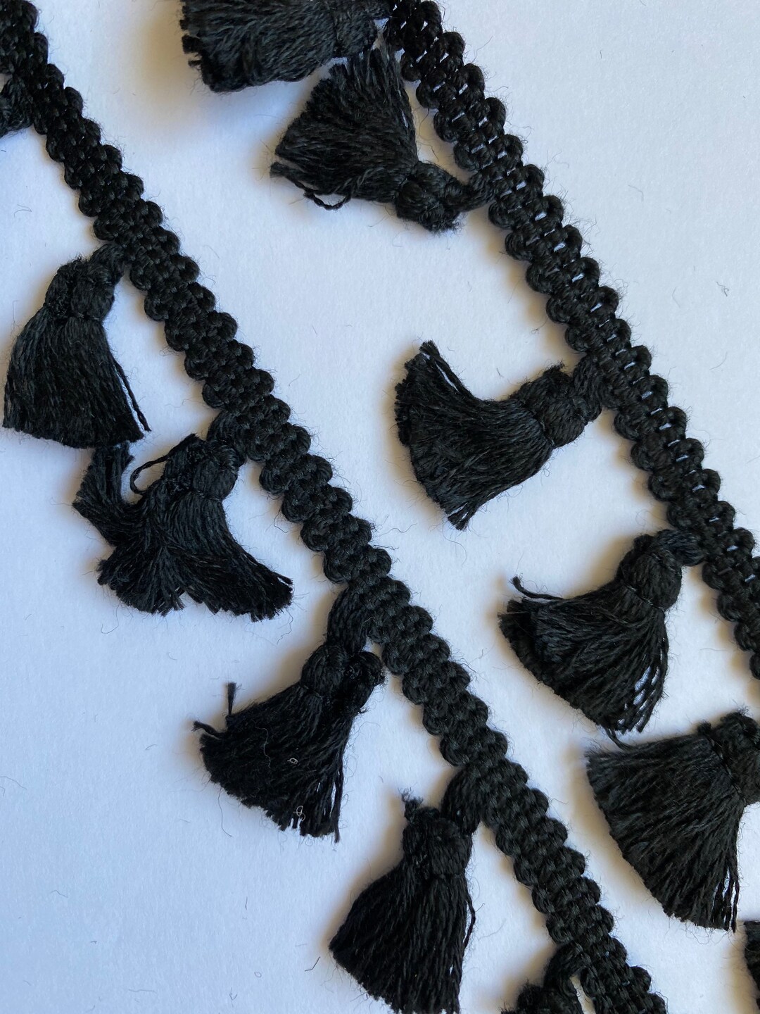 5 Yds Black Cotton Flat Brush Fringe Tassel Brush Tassel Lace Trim ...