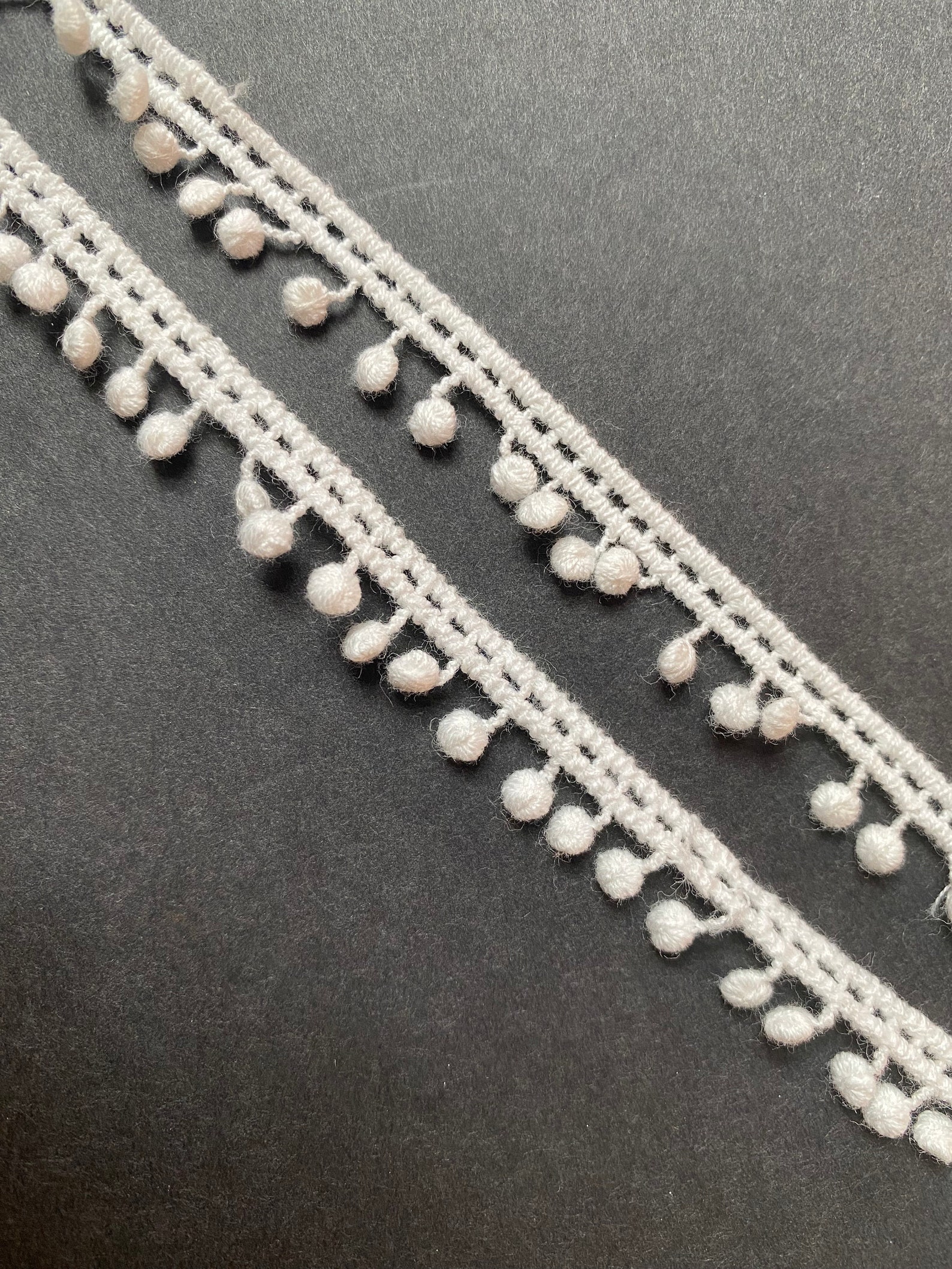 Mini White Pom Pom Baby Doll Trim Tiny Dangling Balls Trim Delicate ...
