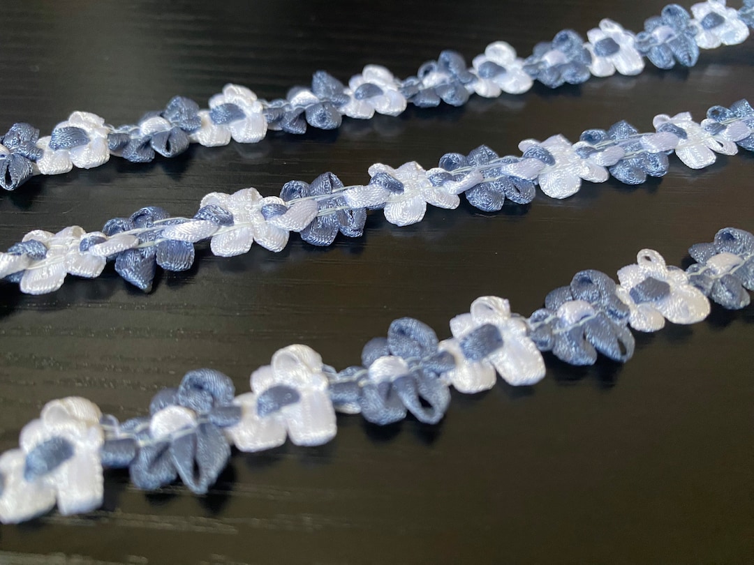 5 Yds Galon Rococo Gimp Trim Blue/white Flower Daisy Ribbon, DIY Sewing ...