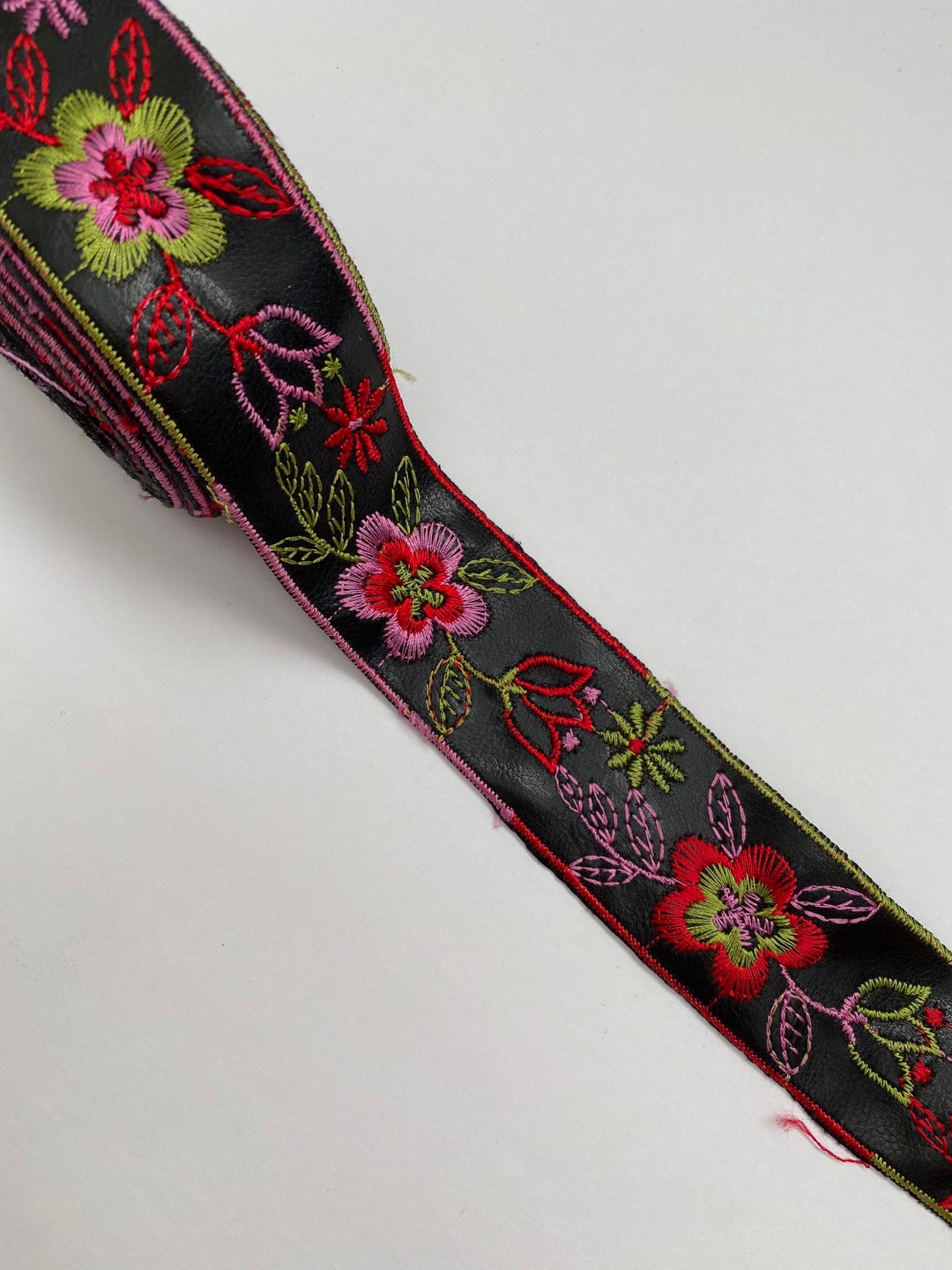 3 Yd of Multi Color Floral Ribbon Trim, Embroidery Flower Trim ...