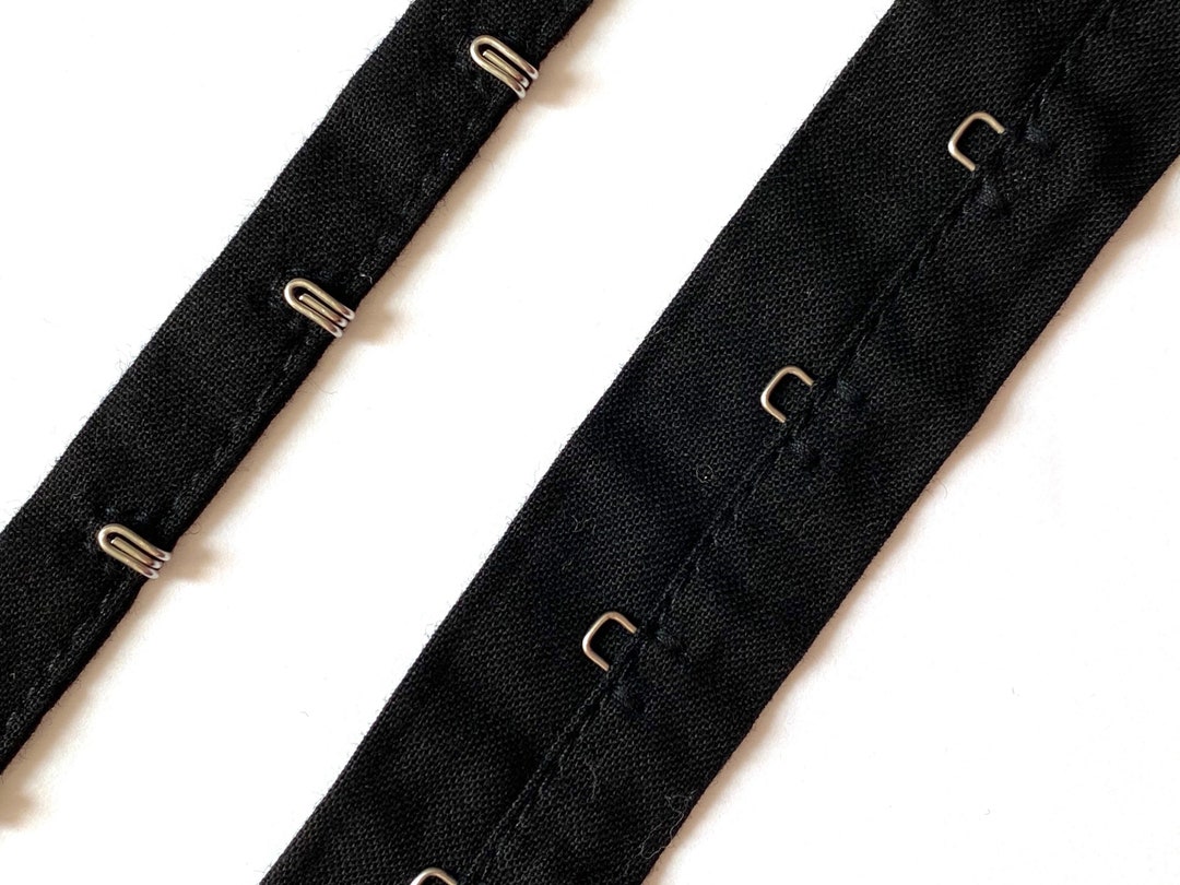 2yds Black Hook and Eye Cotton Fabric Tape Trim Fastener Trim Closure ...