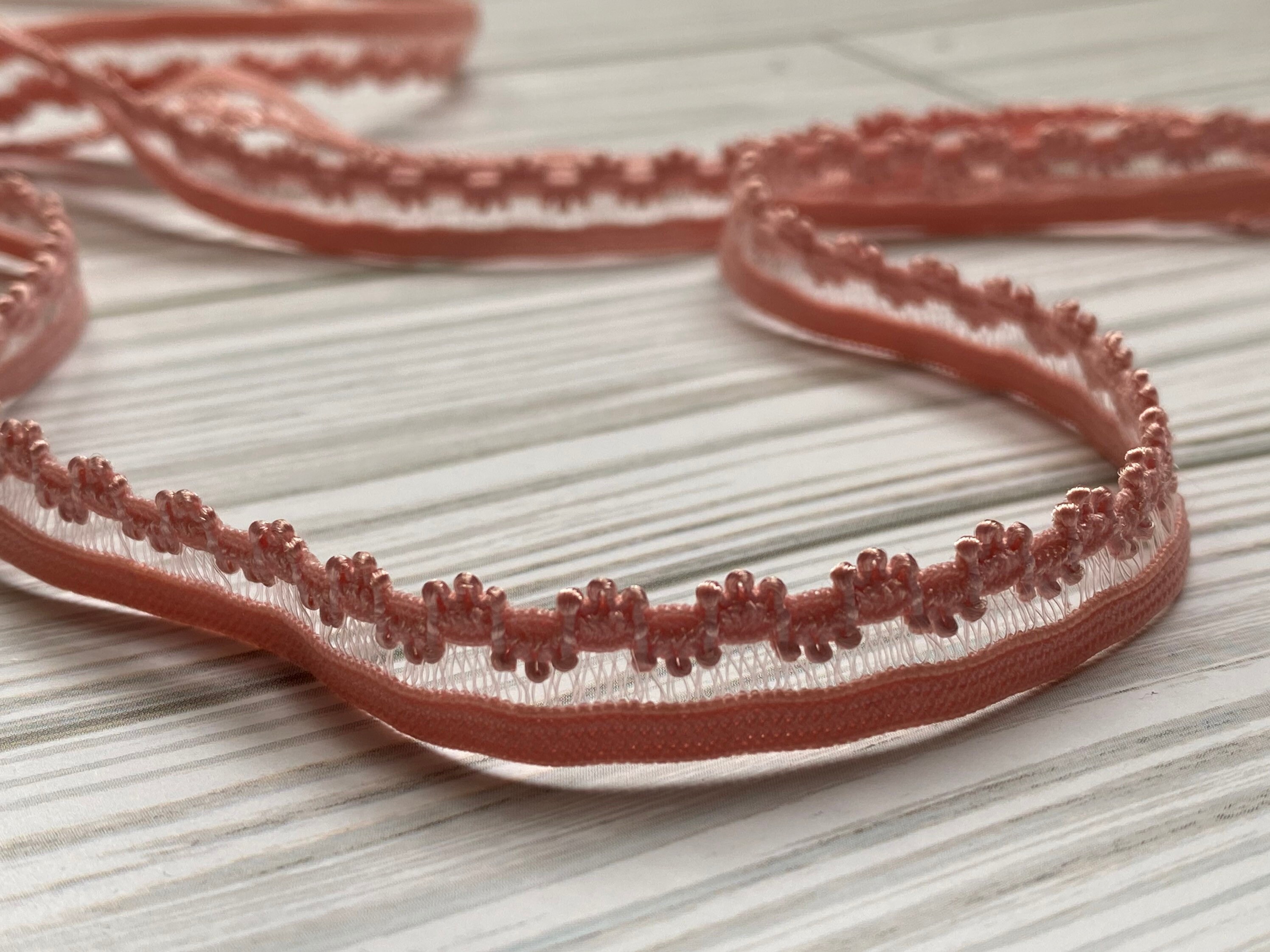 10 Yds Dusty Rose Decorative Picot Edge Elastic Stretch Bands ...