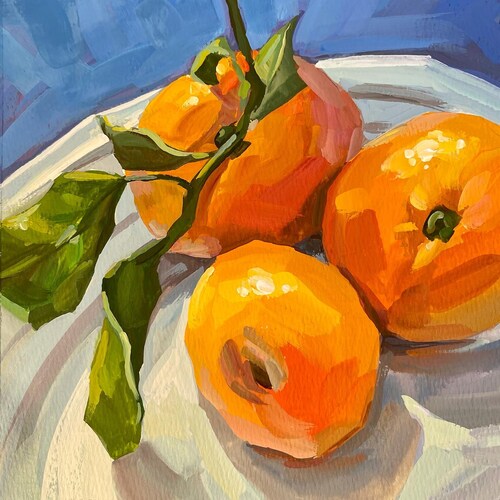 Oranges Painting Orange Slices Art Print Kitchen Art Fruit - Etsy