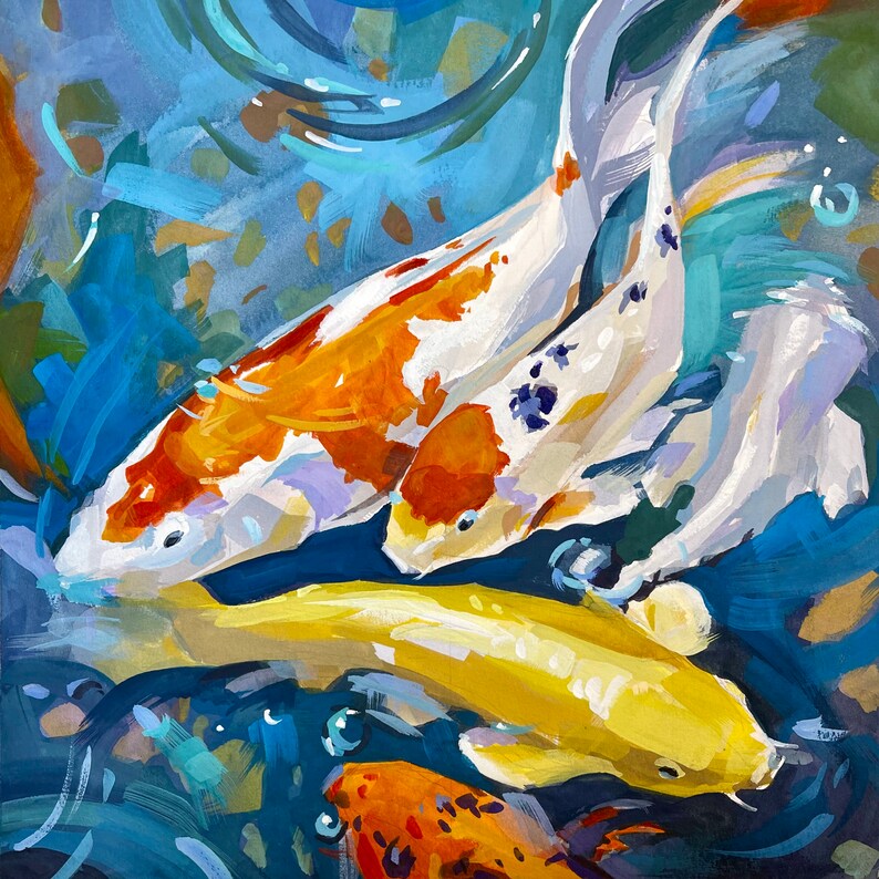 Koi Fish Art Printgiclee' Colorful Impressionist Art - Etsy