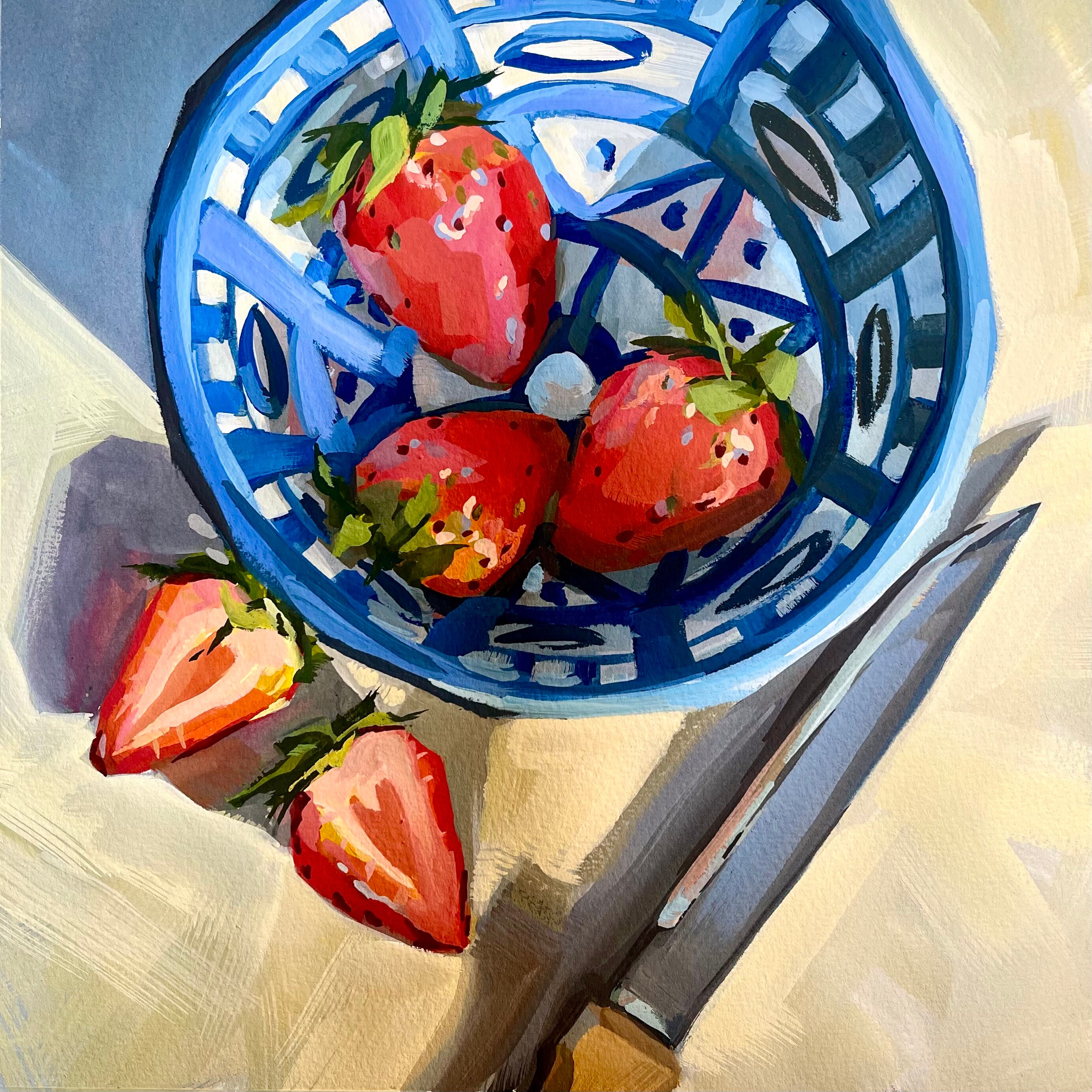 Strawberries Art Print. Fruit Painting Kitchen Art | Etsy