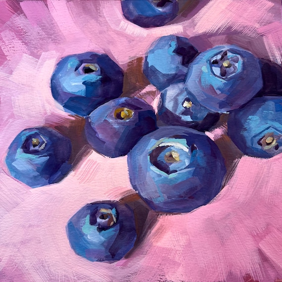 Blueberries Painting. Blueberries Art Print Giclee' - Etsy