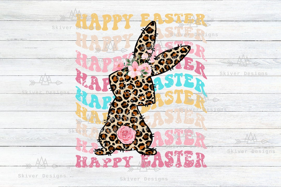 Digital Png File Happy Easter Stacked Cheetah Leopard Bunny Rabbit ...