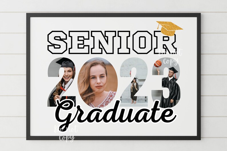 Graduation Photo Collage Template 4 Pictures Senior Class of - Etsy