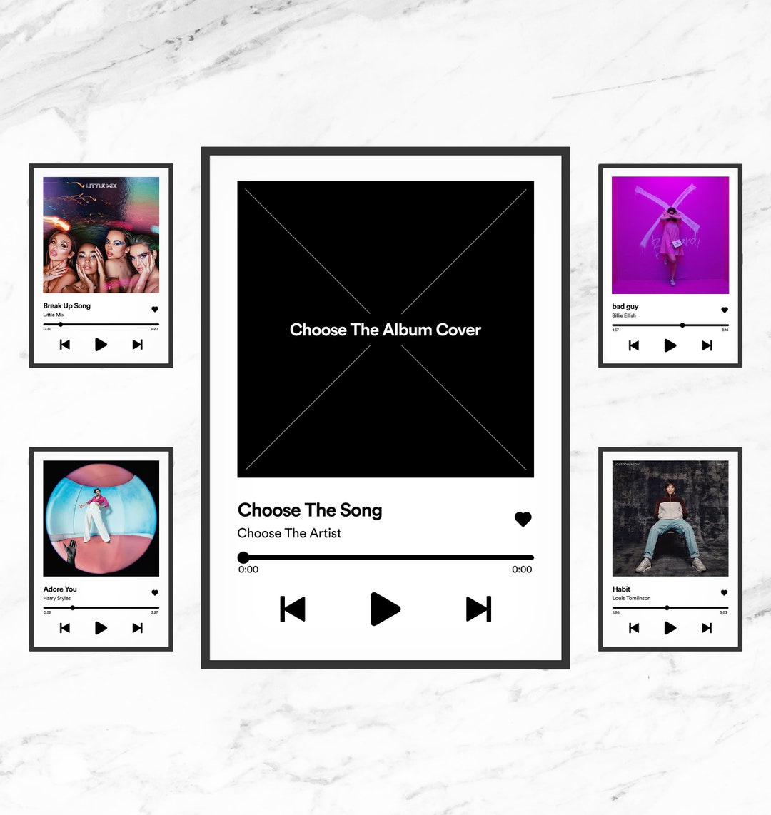 Personalised White Music App Print Poster Gloss Paper frame Not ...