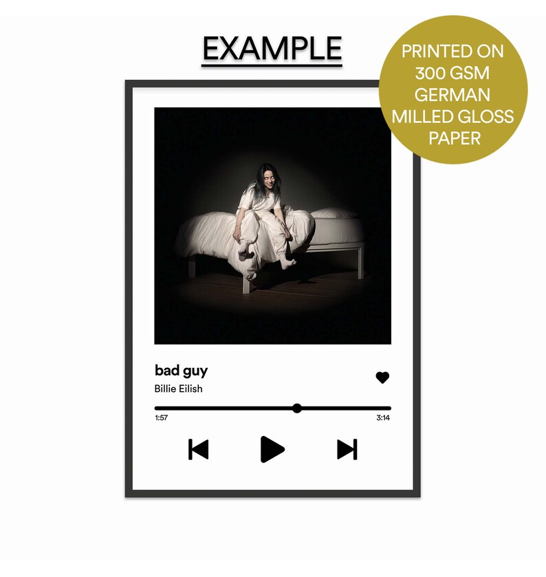 Personalised White Music App Print Poster Gloss Paper - Etsy