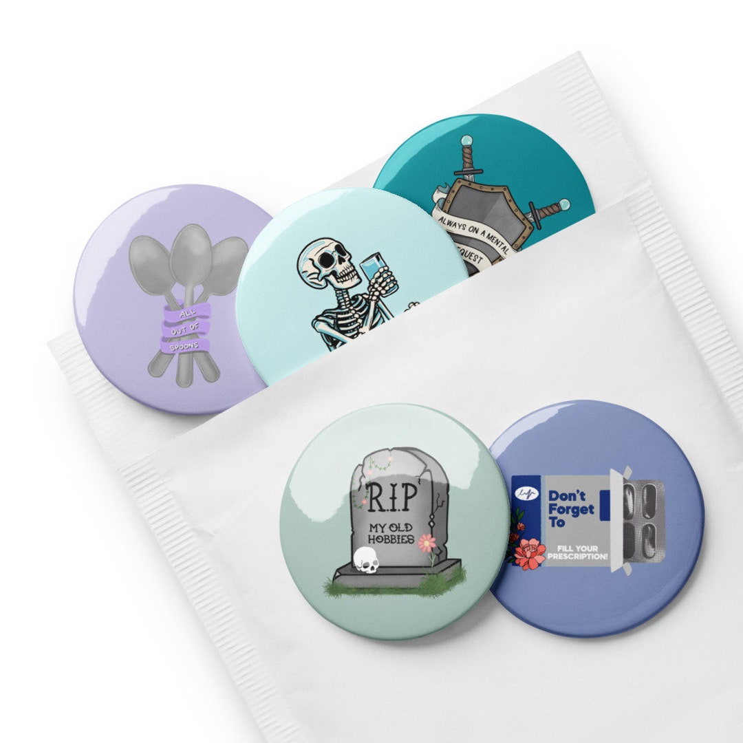 ADHD Neurodivergent Button Pins, ADHD Badges, Pin Button Set, Mental Health Badges, Neurospicy ...