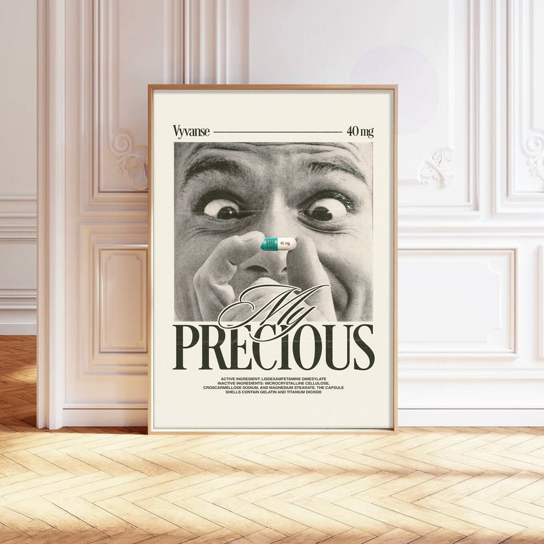 ADHD Medication Poster, 40 Mg Vyvanse Pill, Pill Artwork, Vintage Wall ...