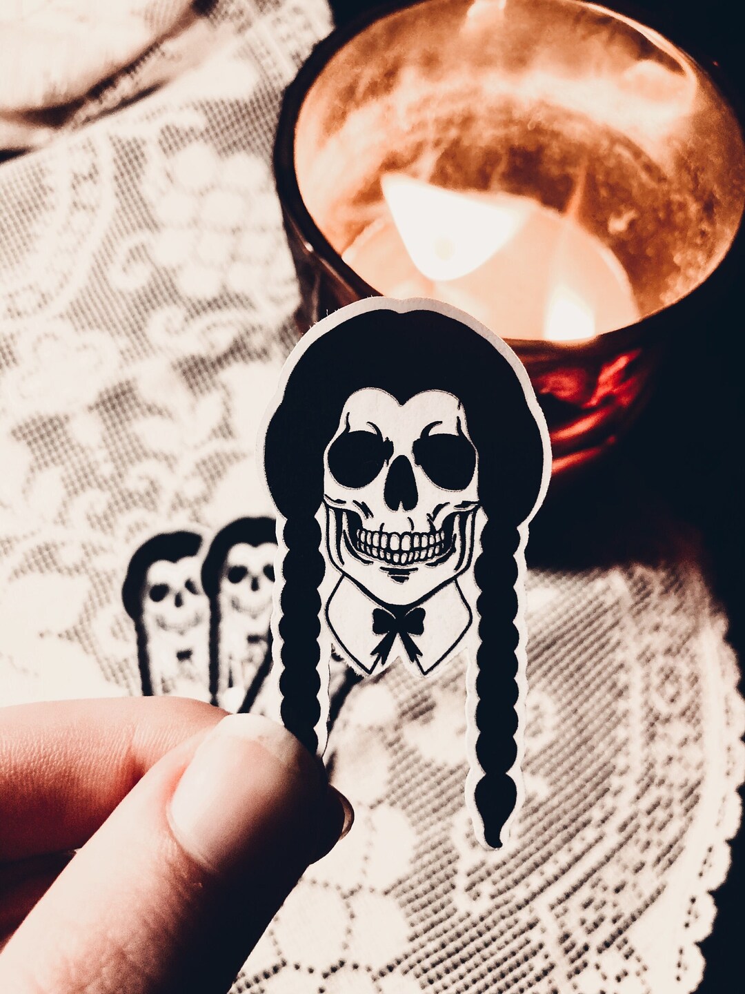 Wednesday Sticker, Addams Family, Tv Show, Skull Illustration, on ...