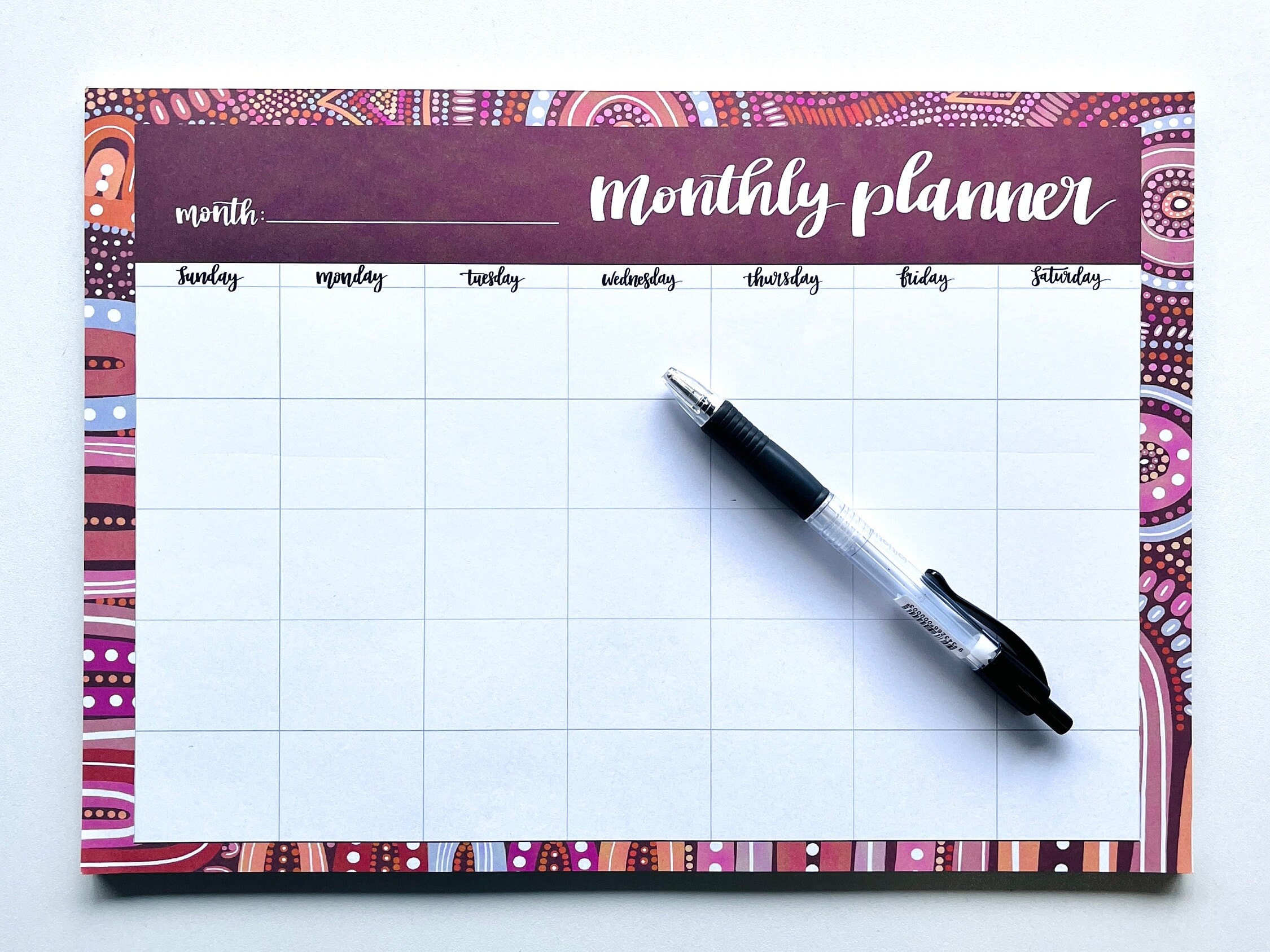 12 Monthly Calendars / Yearly Calendar / Multi-coloured or Native Design / A4 Tearable Notepad ...