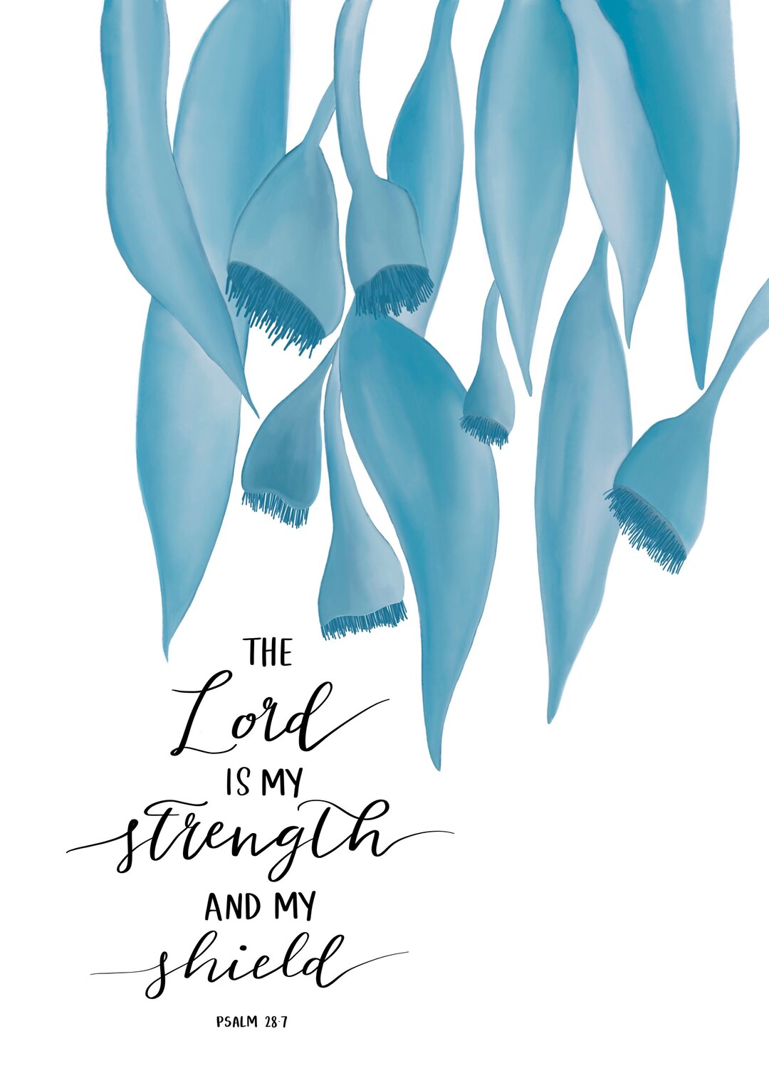 Strength and Shield / Printable Bible Art / Psalm 28:7 / Hand Lettered ...