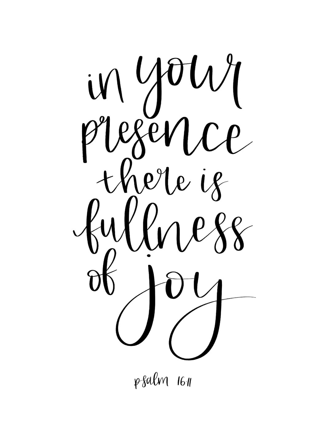 Fullness of Joy / Printable Bible Art / Psalm 16:11 / Hand Lettered ...