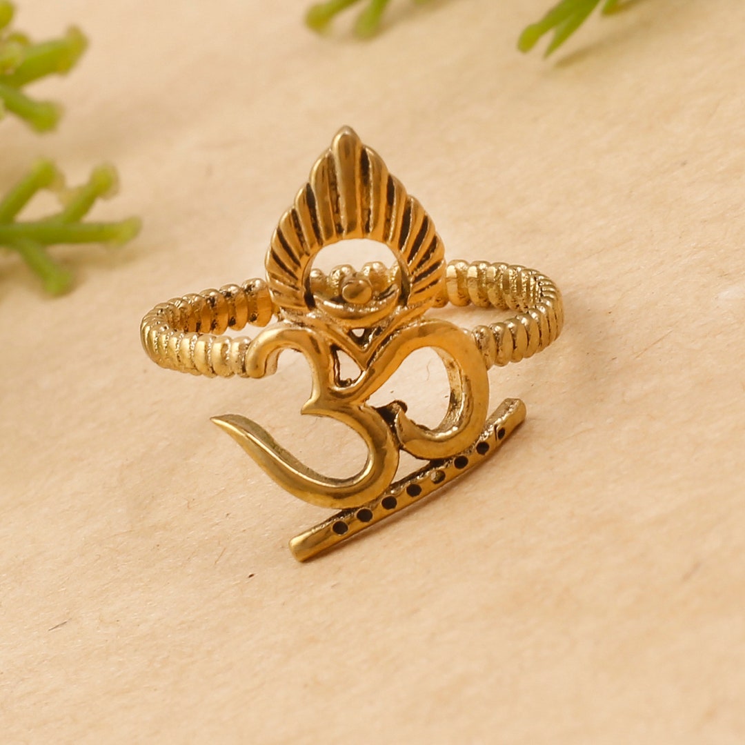 18k Vermeil Om Ring, Lord Shiva Ring, Religious Ring, Divine Ring, 925 ...