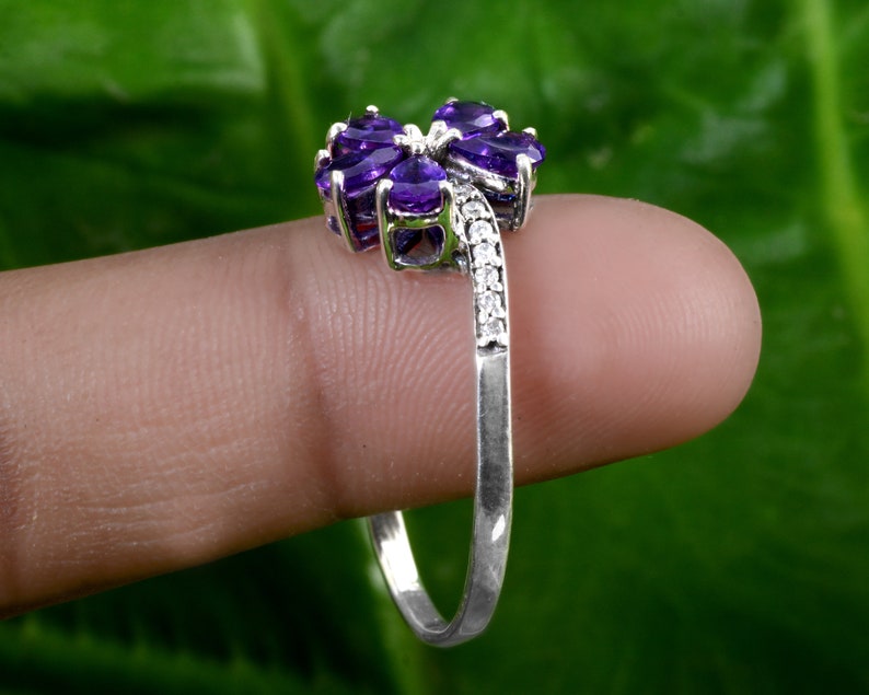 Amethyst Flower Ring, 925 Silver Amethyst Ring, Engagement Ring, Dainty ...