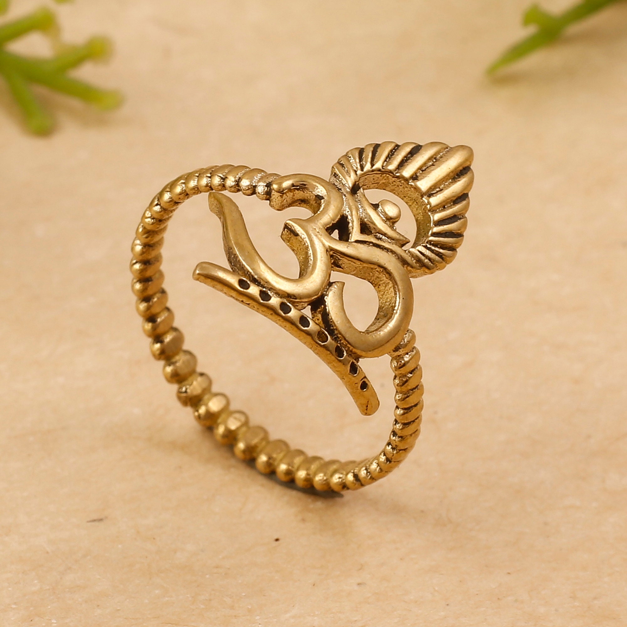 18k Vermeil Om Ring, Lord Shiva Ring, Religious Ring, Divine Ring, 925 ...