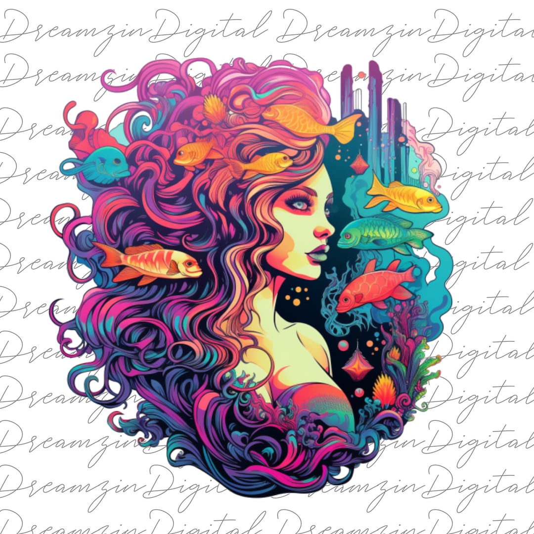 Psychedelic Mermaid, Magic Mermaid PNG, Mermaid PNG, Psychedelic Art ...