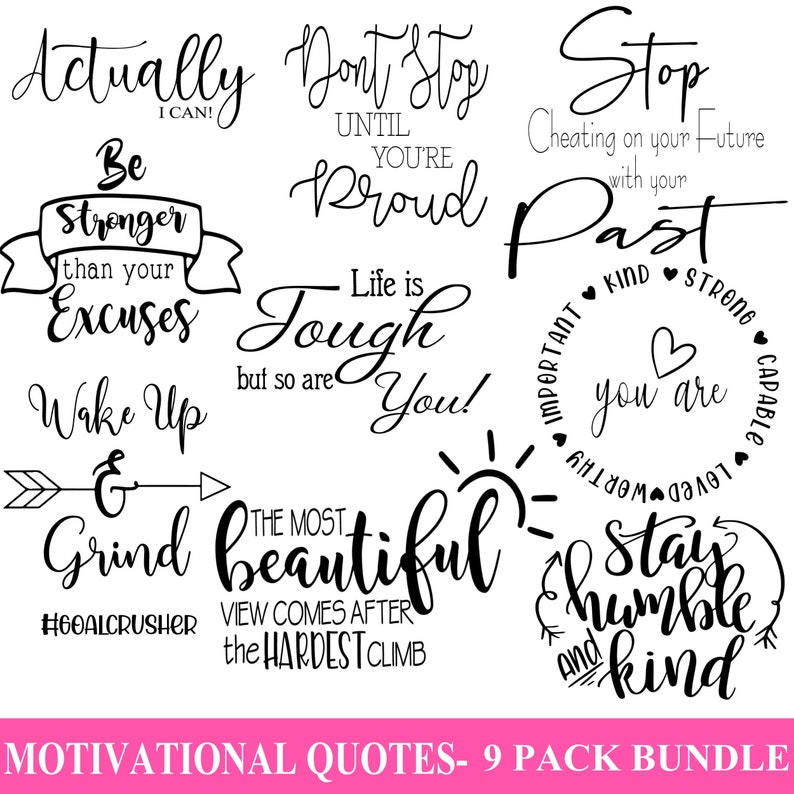 Motivational Svg Bundle Motivational Quotes Svg Etsy Canada