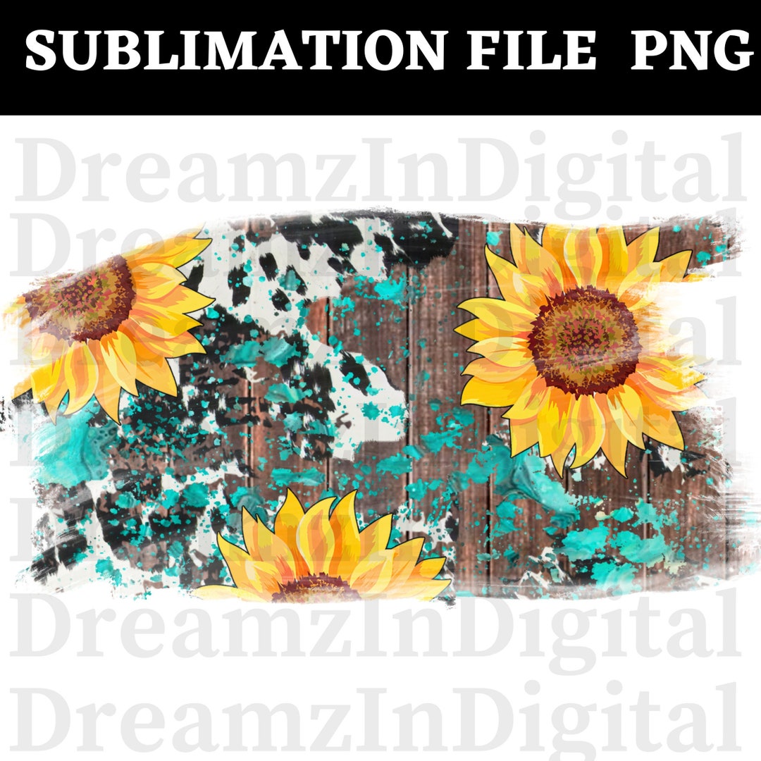 Cowhide Background, Sunflower Cowhide Brush Stroke, Sublimation Design ...