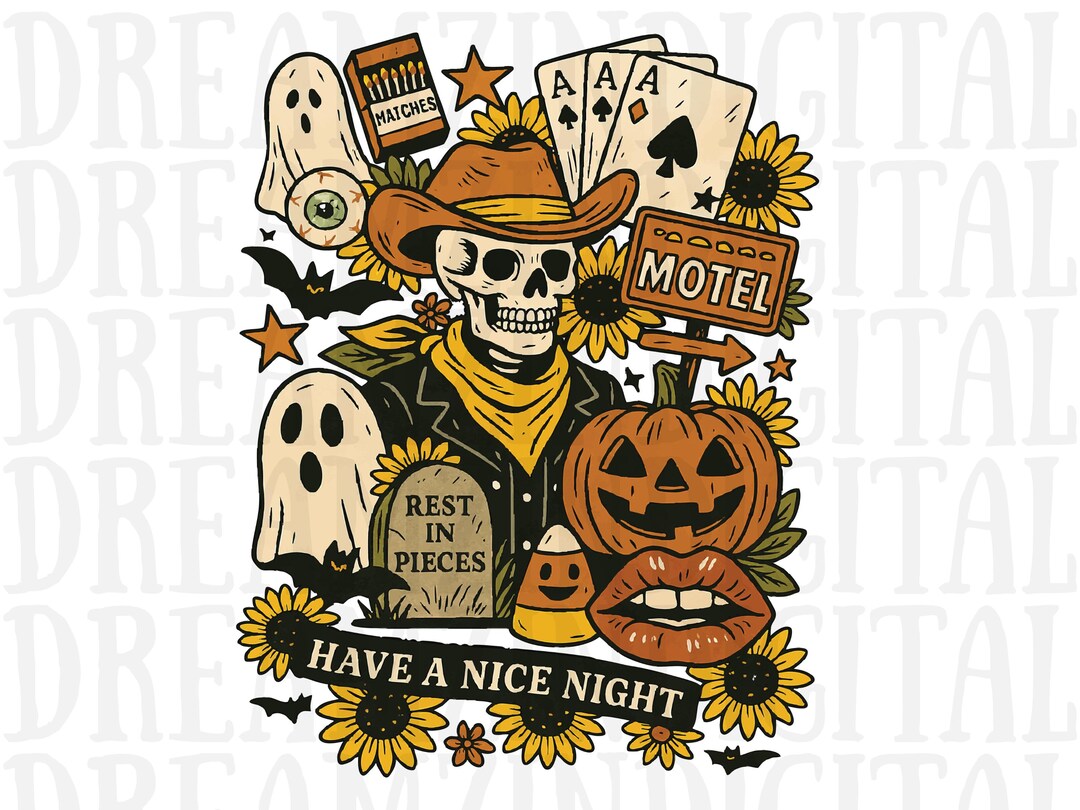 Spooky Western Skeleton PNG, Halloween Cowboy T Shirt Design, Pumpkin ...