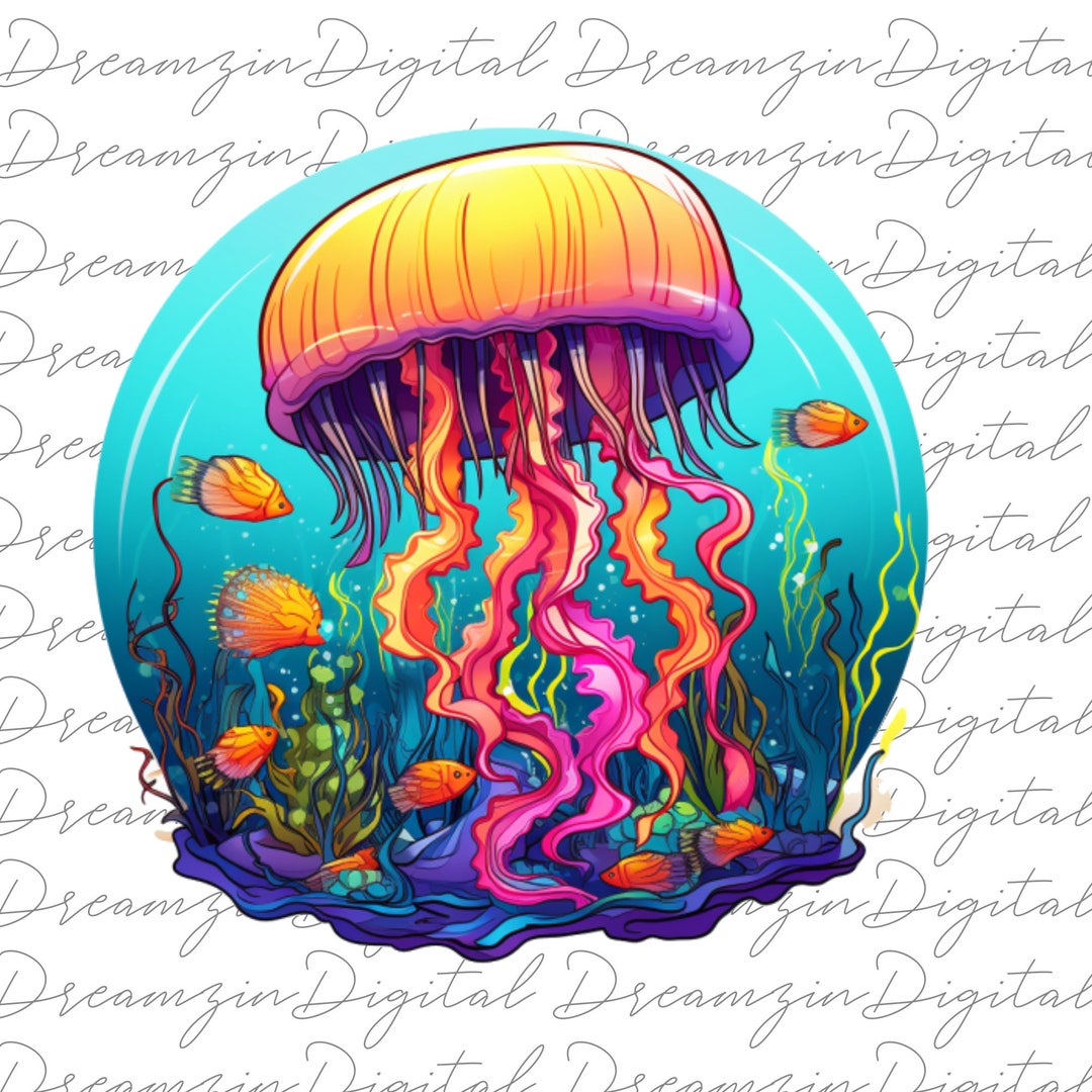 Psychedelic Jellyfish, Magic Jellyfish PNG, Jellyfish PNG, Psychedelic ...