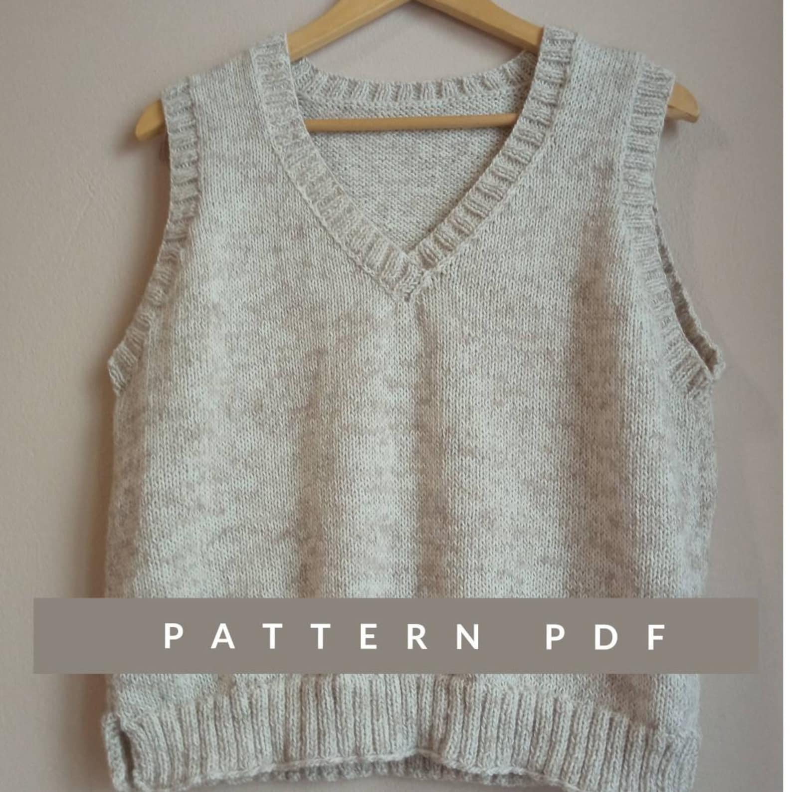Knitted Vest Pattern With Rib , V Neck and Side Openings - Etsy