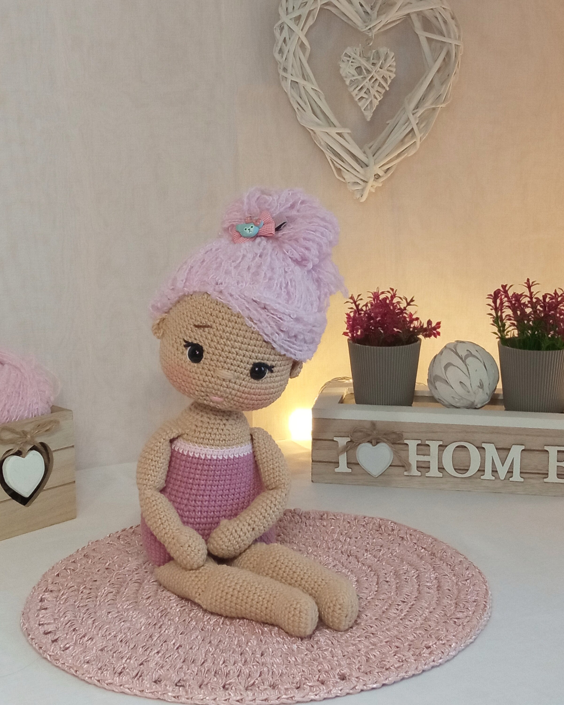 Crochet Doll Pattern Pdf Adele With Pink Curly Hair Knitted - Etsy
