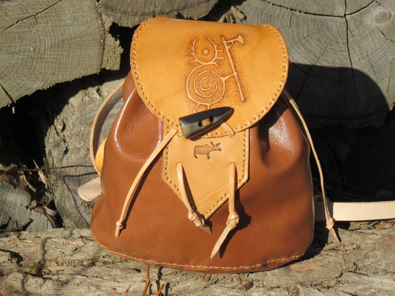 Medieval style small leather backpack for woman with celtic / | Etsy