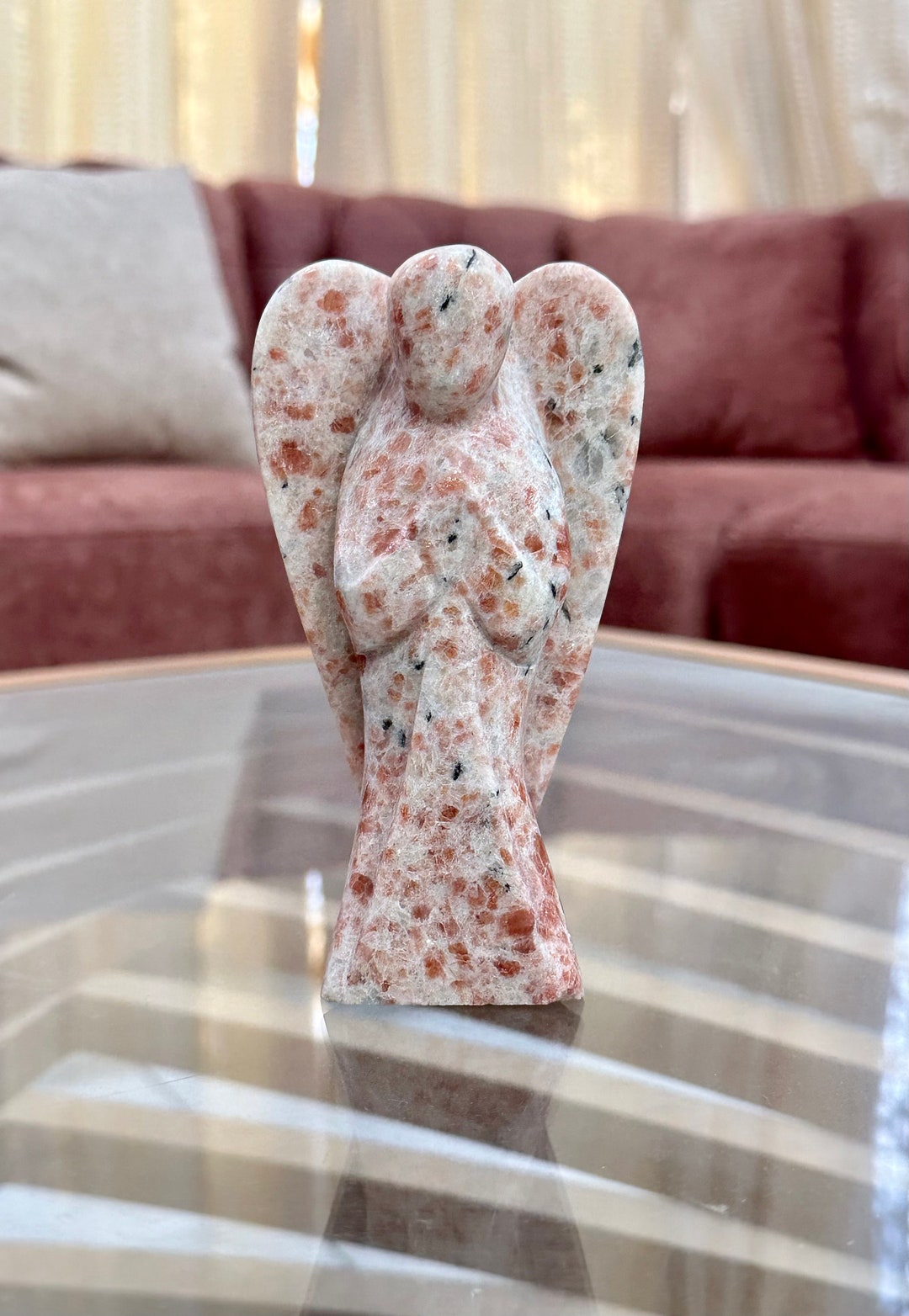 Large Sunstone 6 Guardian Angel Crystal With Shimmer / Hand Carved ...