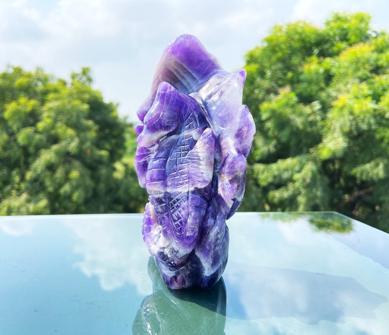 Hand Carved Natural Dream Amethys Dragonquartz Crystal - Etsy