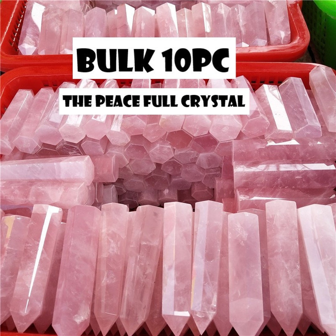 10pc Rose Quartz Crystal Tower, Obelisk Crystal, Pink Quartz Obelisk ...