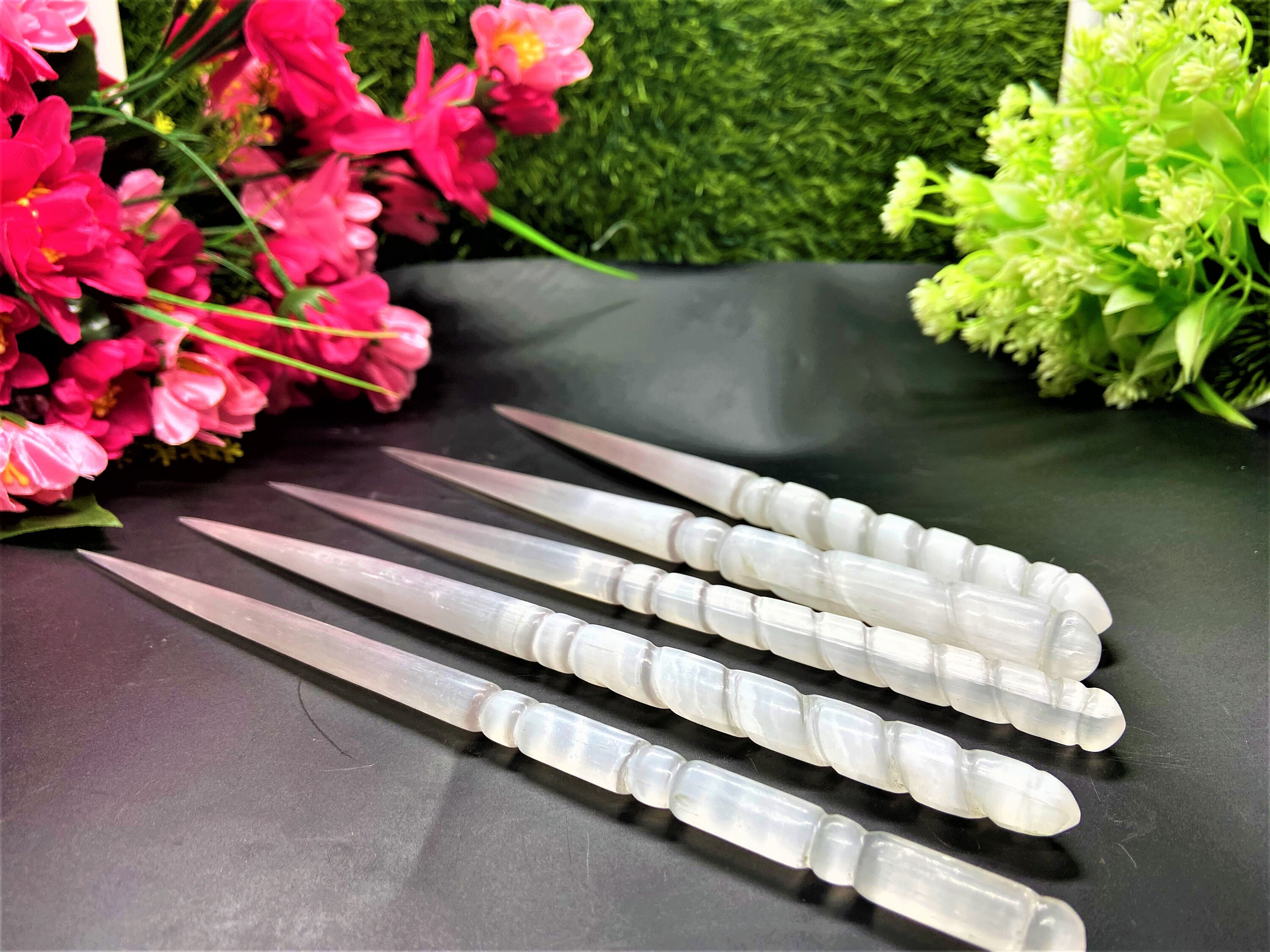230mm Set of 2pc Large SELENITE Spiral Wand baton dagger Bulk | Etsy